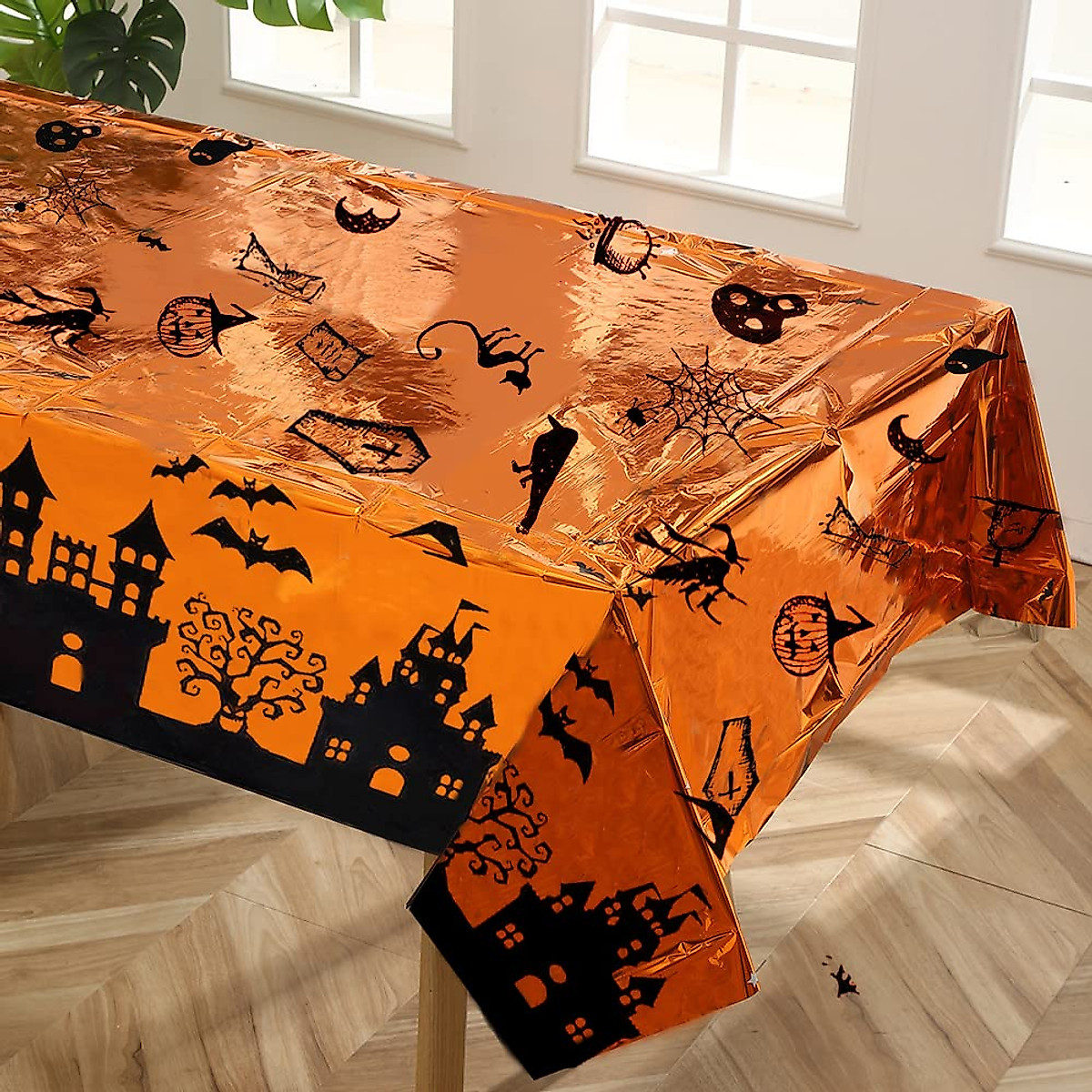 IAXSEE 3 Packs Waterproof Halloween Tablecloth, Rectangle Disposable Table Cover Plastic Table Cloths for Halloween Party Decoration Supplies, 54 x 73 inches