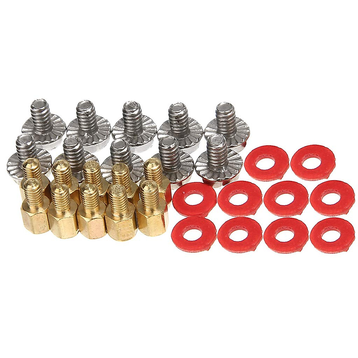 Sara-u 20Pcs Golden Motherboard Riser+Screws Computer Red Washers 6.5mm 6-32-M3 Gasket