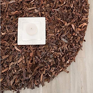 SAFAVIEH Leather Shag Collection 2'3" x 6' Saddle LSG511B Hand-Knotted Modern Leather Runner Rug