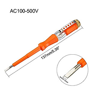 uxcell Voltage Tester AC 100-500V with 3mm Slotted Screwdriver with Clip for Circuit Test, Orange, Pack of 2