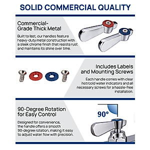 Sepaitek Commercial Faucet Handle Replacement Kitchen Sink Faucet Handles 3-inch Hot/Cold Replacement Kit, Suitable for Commercial Kitchen Faucet