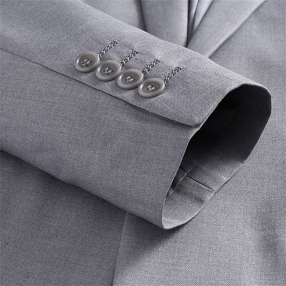 Men's Slim Fit Double Breasted Jacket Slim Fit Business Daily Prom Blazer Peak Lapel Groom Wedding Party Suit Coat (Grey,Large)