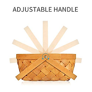 Picnic Basket Natural Woven Woodchip with Folding Handles Easter Basket Closet Storage Organizer Basket Bath Toy and Kids Toy Storage