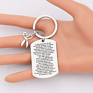 FUSTMW Hairdresser Prayer Keychain Hairstylist Gifts Scissor Charm Hairdresser Jewelry Gifts for Hair Stylist Cosmetology Graduation Gifts (SILVER)
