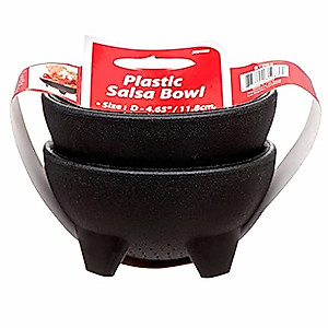 ATB 2 Pc Salsa Bowls Plastic Mexican Molcajete Chips Guacamole Bowls Serving Dish