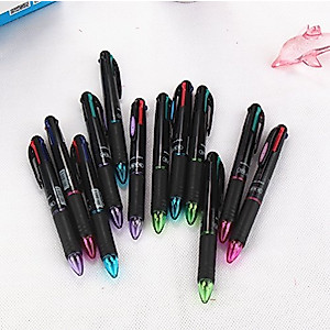Ipienlee Multicolor Ballpoint Pens 0.7mm Ball Point Pen 4 Color Ink (Black, Blue, Red, Green) in One Retractable Ballpoint Pen for Office School Supplies Pack of 12