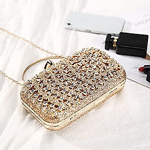 UBORSE Peacock Crystal Clutch Purse for Women Evening Bags Formal Rhinestones Glitter Wedding Bridal Handbag Ladies Prom Cocktail Party Purse Gold