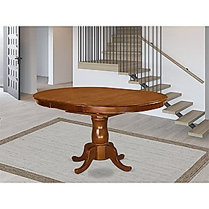 East West Furniture POT-SBR-TP Portland Modern Dining Table - an Oval Kitchen Table Top with Butterfly Leaf & Pedestal Base, 42x60 Inch, Saddle Brown