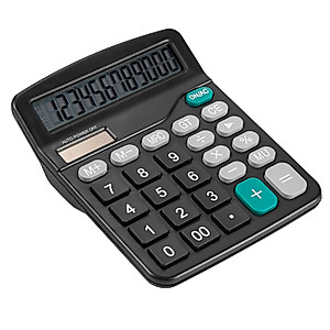 Upgraded versionCalculator, 12-Digit Solar Cell Office Calculator with Large LCD Display, Large Sensitive Buttons, Dual Power Desktop CalculatorSuitable for Office, Home, School(Black)