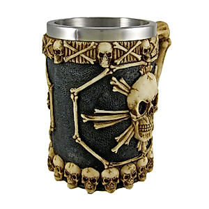 Things2Die4 Human Skeleton Skull Halloween Kitchen Mug Cup with Bone Handle