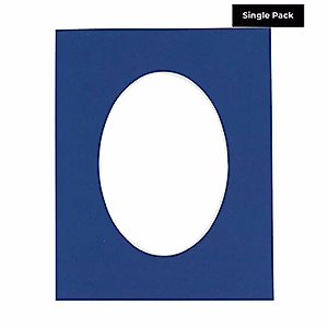 CountryArtHouse Bottle Blue Acid Free 6x9 Oval Picture Frame Mat with White Core Bevel Cut for 3x5 Pictures - Fits 6x9 Frame - Pack of 1 Matboard