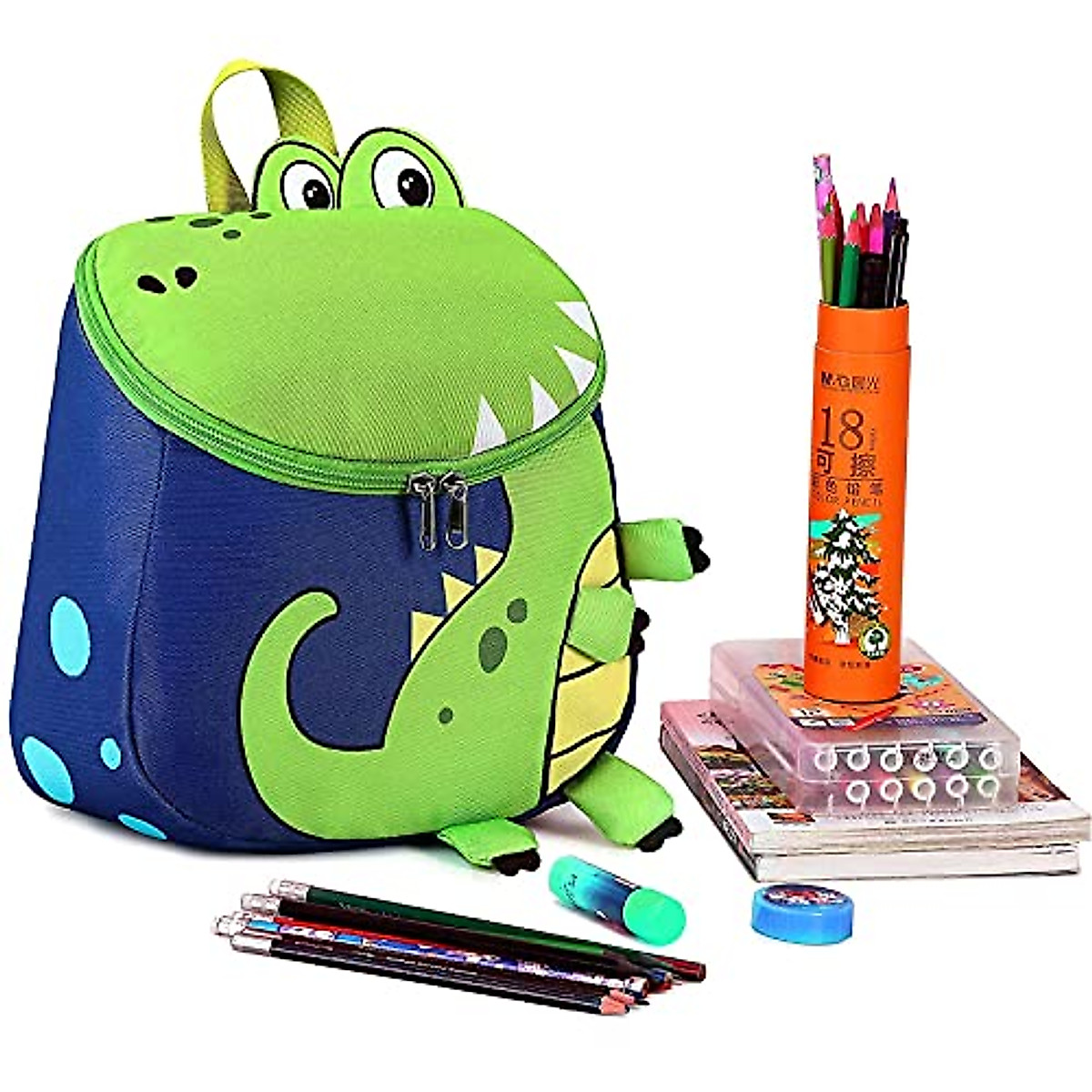 Bluboon Toddlers Backpack for Girls Cute Preschool Backpack 3D Schoolbag Toddler Bookbag for Kids (Dinosaur Green)