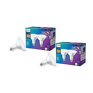 PHILIPS PAR38 Dimmable LED Spotlight Bulbs - Flicker-Free Light Bulb with EyeComfort Technology - Selectable White - E26 Base - 4 Pack