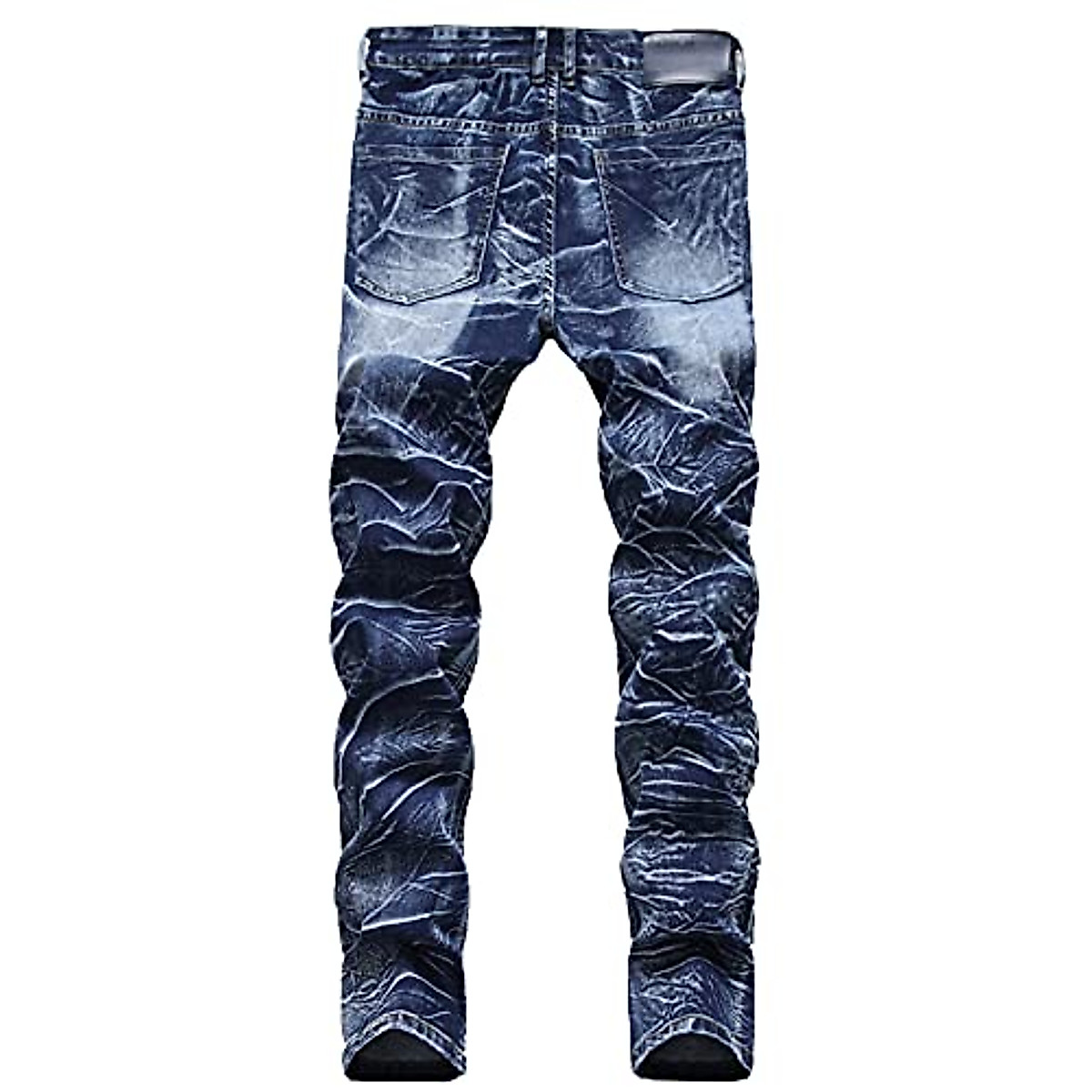 YTD Mens Distressed Ripped Biker Slim Jeans Stretched Moto Denim Pants 30 Blue 910