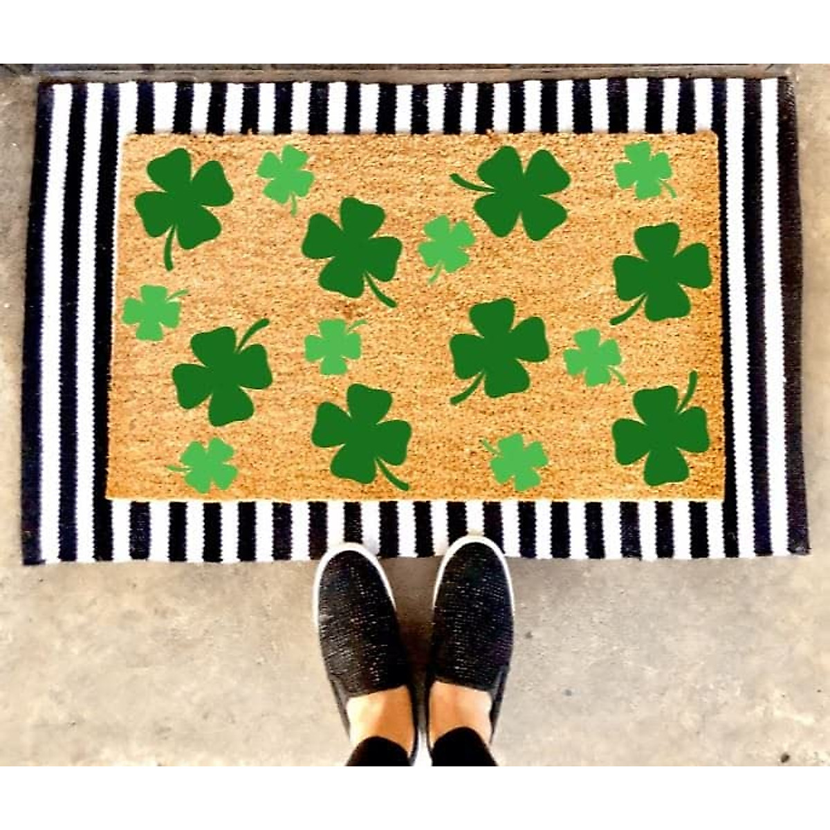 bnil St. Patrick's Day Clover Spring Doormat | Irish Green Four Leaf Clover | 18x30 Inch
