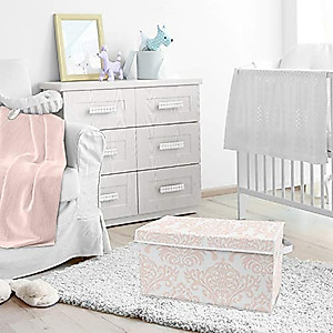 Sweet Jojo Designs Blush Pink and White Damask Girl Small Fabric Toy Bin Storage Box Chest For Baby Nursery or Kids Room - for the Amelia Collection