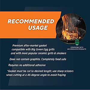 Rutland Products 99N12 Big Green Egg Replacement Gasket, 12 Foot, Large, Medium, Small and Mini, Fiberglass