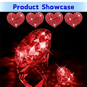 cueclue 4 PCS Bling Car Air Conditioner Outlet Clip, 1.07" x 1.07" Heart-Shaped with Rhinestones Vent Clip, Car Decoration Accessories, Products Compatible with Most Car Models (Red)