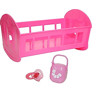 JC Toys Deluxe Doll Accessory Bundle | High Chair, Crib, Bath and Extra Accessories for Dolls up to 11" | Fits 11" La Baby & Other Similar Sized Dolls, Pink (81453)