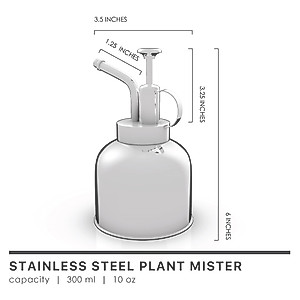 LOOPSEED Plant Mister Spray Bottle Stainless Steel Watering Can for Indoor Plants Succulent Bonsai Garden Houseplant Spritzer Modern Garden Tools 10oz/300ml (Silver)