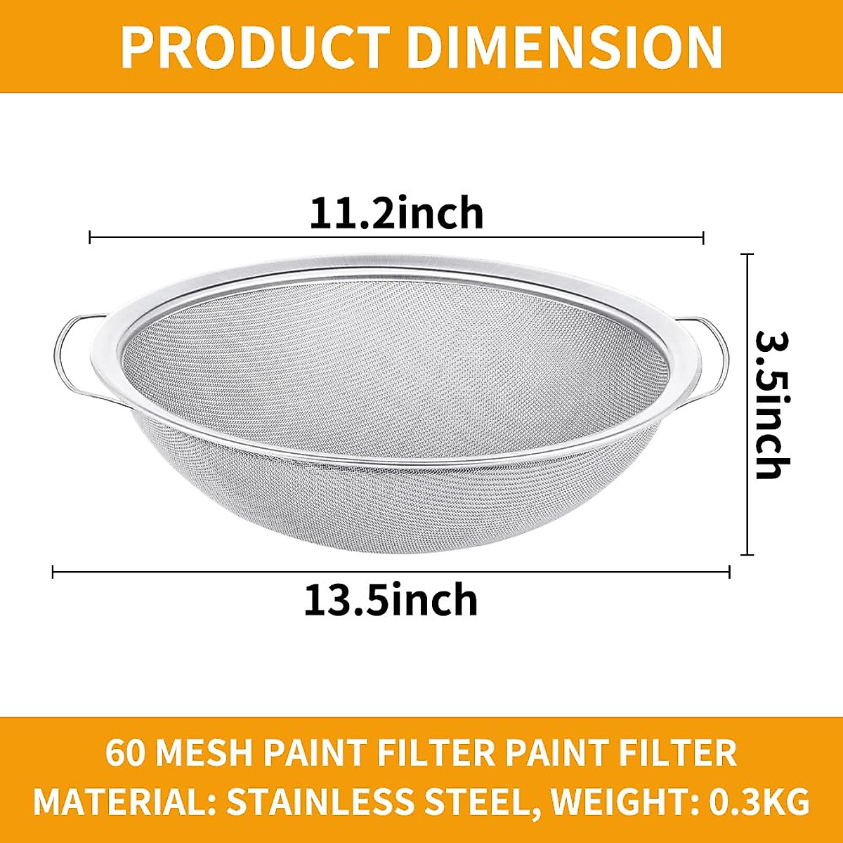 2-Piece Set of Fine Mesh Paint Strainer 60 Mesh Stainless Steel Paint Filter Emulsion Honey Funnel Filter Cover Fits 5-Gallon Paint Bucket Filter Tool Insert Strains