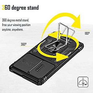 Samsung Galaxy S23 Plus 5G Case: Military Grade Drop Proof, Slide Camera Cover, Kickstand & 2x Screen Protector
