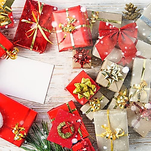 WELTOKE 100 Pcs 1" Mini Laser Gift Bows Set, Sparkly Holiday Bows for Gift Wrapping, Christmas Wrapping Ribbon, Crafting, Wedding, Party, Festival, Florist Flower