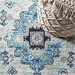JONATHAN Y Modern Persian Boho Vintage Medallion Cream/Blue 3 ft. x 5 ft. Area-Rug, Bohemian, Easy-Cleaning, for Bedroom, Kitchen, Living Room, Non Shedding (MDP202A-3)