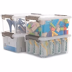 Citylife 4 Packs 7.4 QT Plastic Storage Bins with Lids Stackable Storage Containers for Organizing Large Multi-Purpose Shoe Box, Clear White