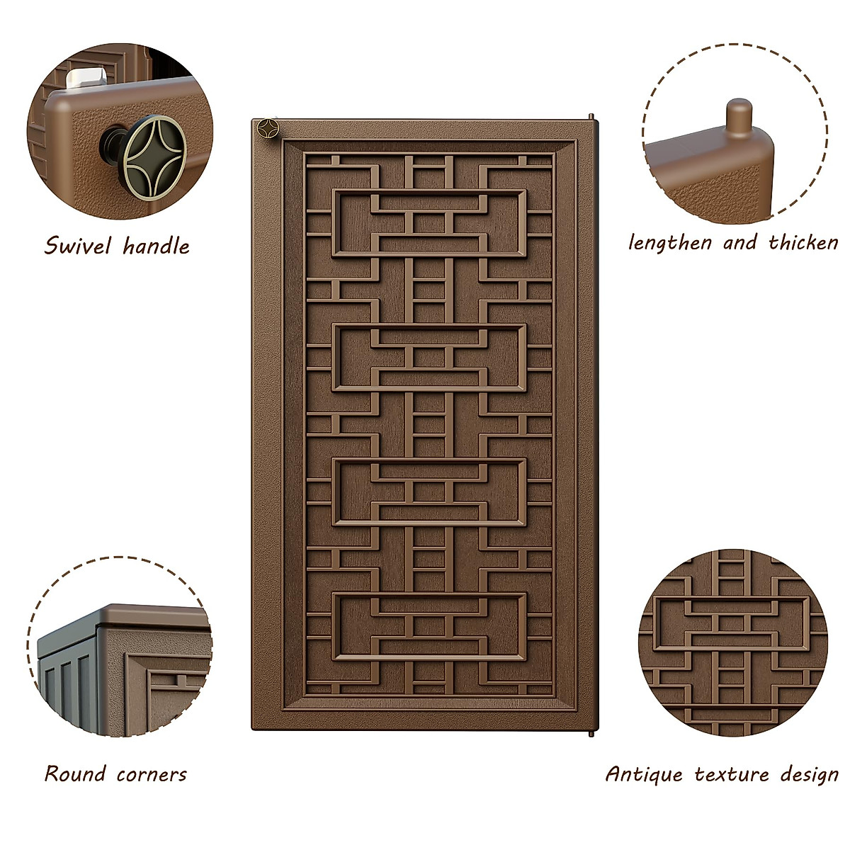 Mrosaa Indoor Outdoor Storage Cabinet Waterproof with 1 Shelf, Plastic Outdoor Storage Cabinets for Patio/Garden/Backyard, Size 34.3''L*15''W*36.2''H(Brown)