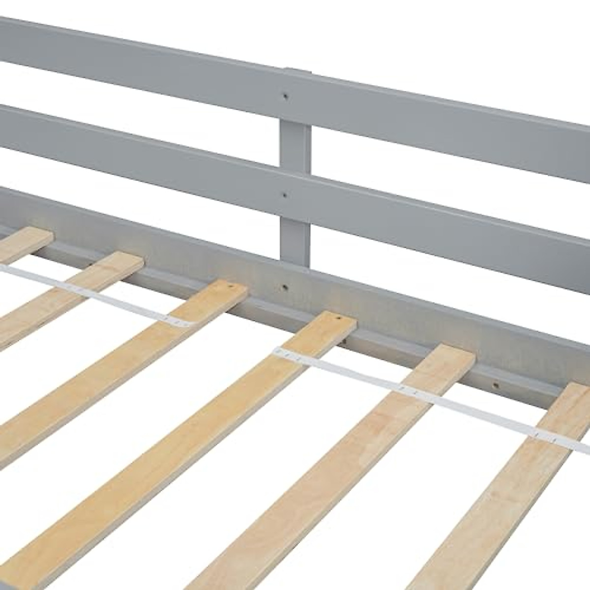 Twin Loft Bed with Slide, Twin Kids Loft Bed with Slide & Ladder, Wood Low Loft Bed Frame with Safety Guardrails, Sturdy Slat Support, Twin Kid Bed Low Loft Bed for Kid, Boys Girls, Grey