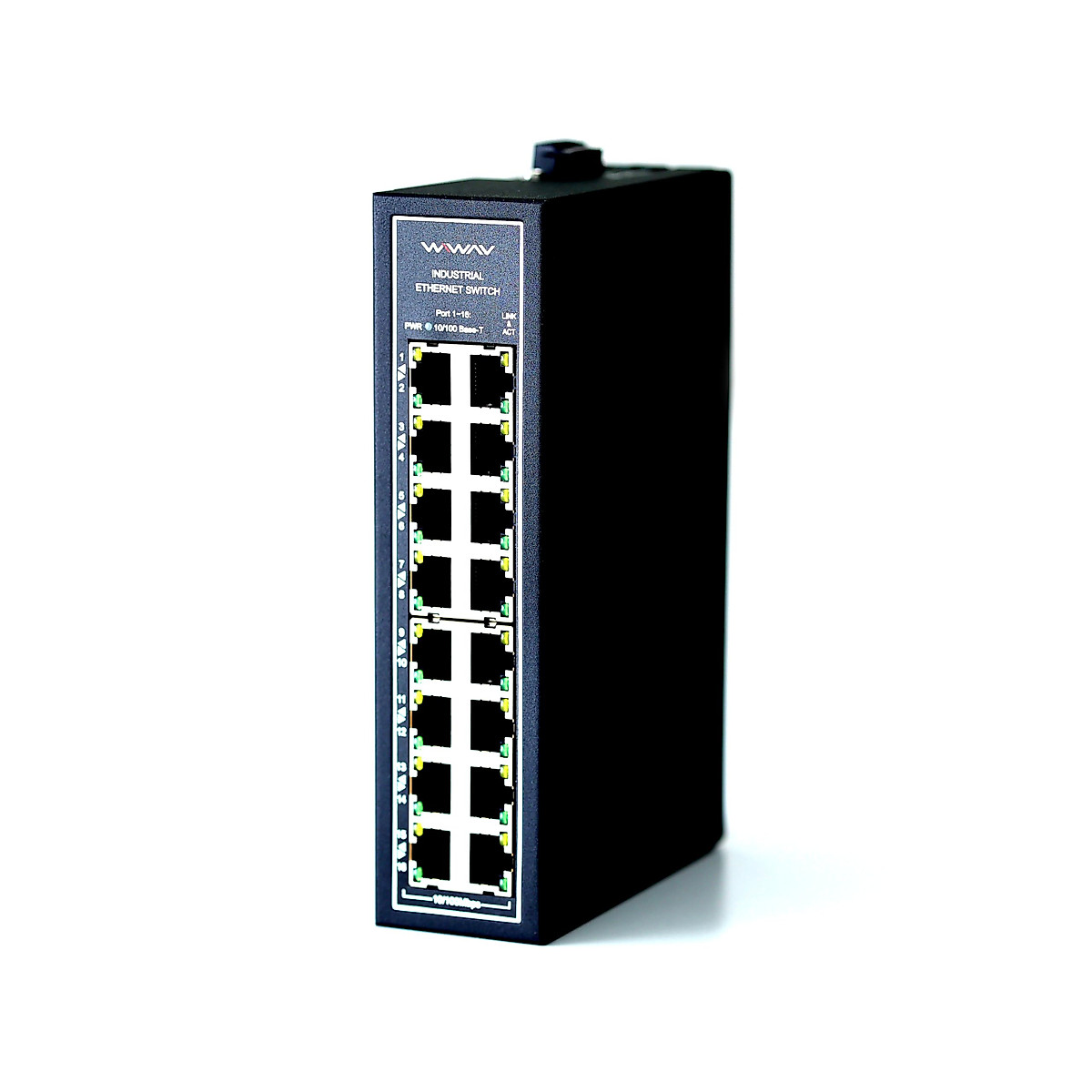 WIWAV WDH-16ET-DC 10/100Mbps Unmanaged 16-Port Industrial Ethernet Switches with DIN Rail/Wall-Mount (UL Listed, Fanless, -30°C~75°C)