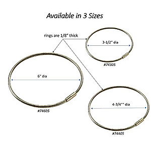 Lucky Line Pull-Apart 6" Tension Closure Steel Key Ring, 5 Pack (74605)