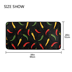 susiyo Anti fatigue Kitchen Mat Red Green Yellow Chili Pepper Kitchen Floor Mat Non Slip Kitchen Rugs Cushioned Comfort Standing Mat Area Rugs Indoor Outdoor Entry Rug Floor Carpet?for Home 39x20 in