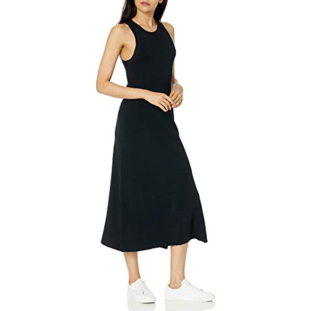 The Drop Women's Gabriela Halter Neck A-Line Side Slit Maxi Dress, Black, XL