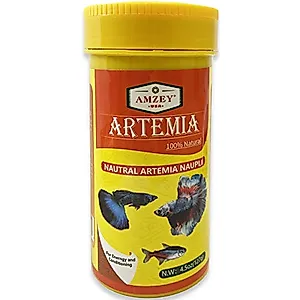 Amzey 4.5 oz Decapsulated Brine Shrimp Egg (Non-Hatching)-100% Natural Decapsulated Artemia Nauplii, High Protein Food Source for Live Fish, Baby Fish, Freshwater and Marine Fish, Golden Fry, Corals
