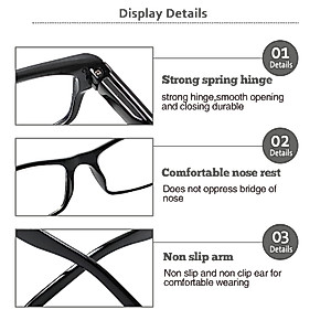 BIENCOOL 6 Pack Reading Glasses Traditional Frames for Men and Women Readers with Spring Loaded Hinges (6 Pack Black, 2.00, multiplier_x)