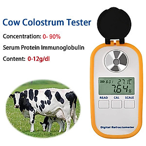 WIKINK Handheld LED Digital Refractometer, 0~90% Brix Meter Refractometer, Dairy Cow Colostrum Concentration Meter, Protein Content Tester Meter, for Sugar Content Test