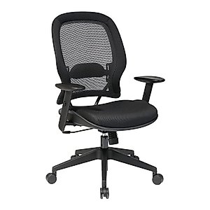 SPACE Seating Professional AirGrid Back and Mesh Seat, 2-to-1 Synchro, Adjustable Arms and Tilt Tension Task Chair, Dark Grey