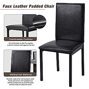 WIILAYOK Dining Table Set for 4, Modern 5-Piece Kitchen Dining Table Set with Faux Marble Tabletop ＆ 4 PU Leather Upholstered Chairs for Living Room, Dinette, Compact Space