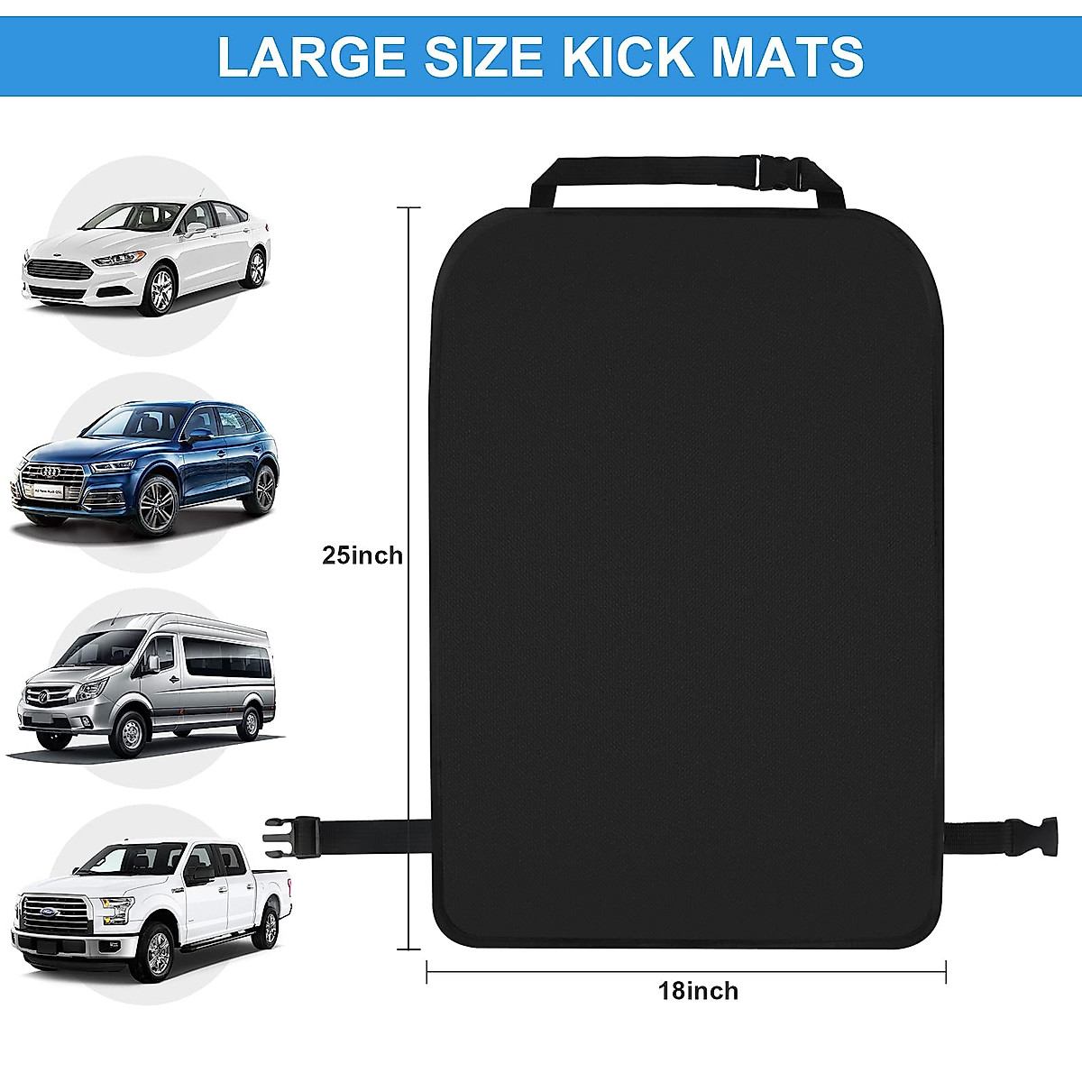 BUG HULL Kick Mats, Car Seat Protector Back Seat Protector for Kids, Sag Proof, Waterproof, Car Back Seat Cover Protect from Dirt, Mud, Scratches, Premium Oxford Fabric Car Kick Mats Fits Most Cars
