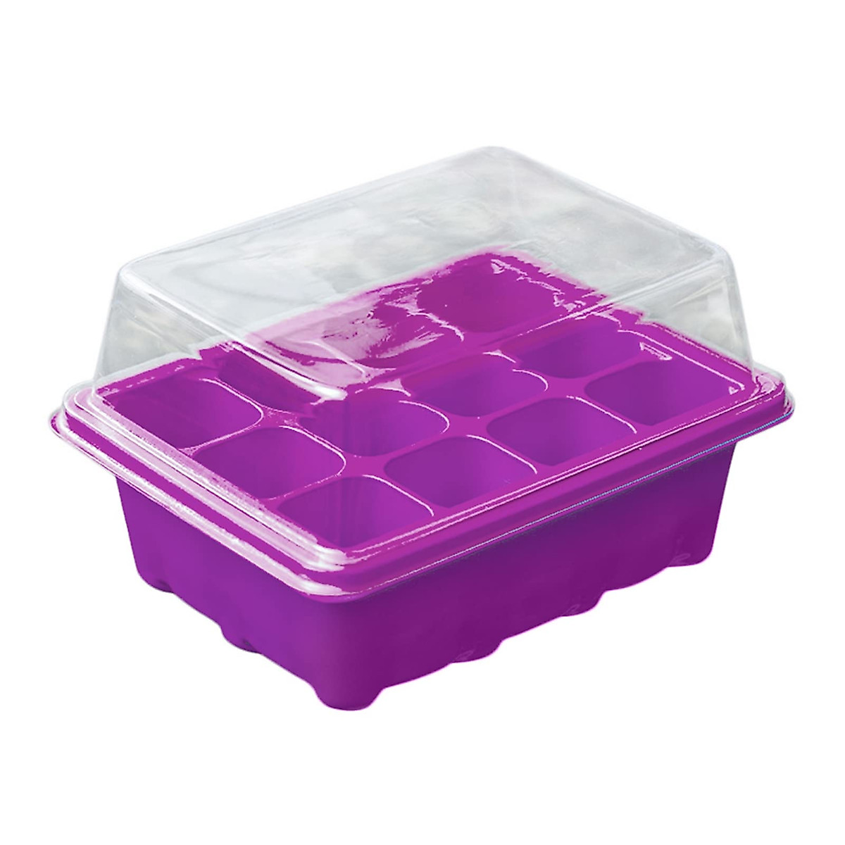 cdar Plant Starter Tray,Nursery Tray,Plant Starter Kit with Dome,Multi-compartments High Survival Rate Plant Flower Grow Box,Propagation Tray for Plant Growing Starting Purple S