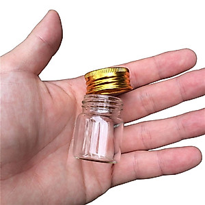 30x40x21mm 15ml Mini Glass Bottles with Aluminium Screw Cap Empty Bottles Golden Metal Lids Glass Vials Jars 12pcs (12, 15ML-Gold-Cap)