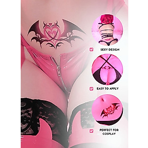 Kawaii Sexy Succubus Womb Temporary Tattoos | Realistic Fake Body Tattoo for Women's Sexy Cosplay (2D)