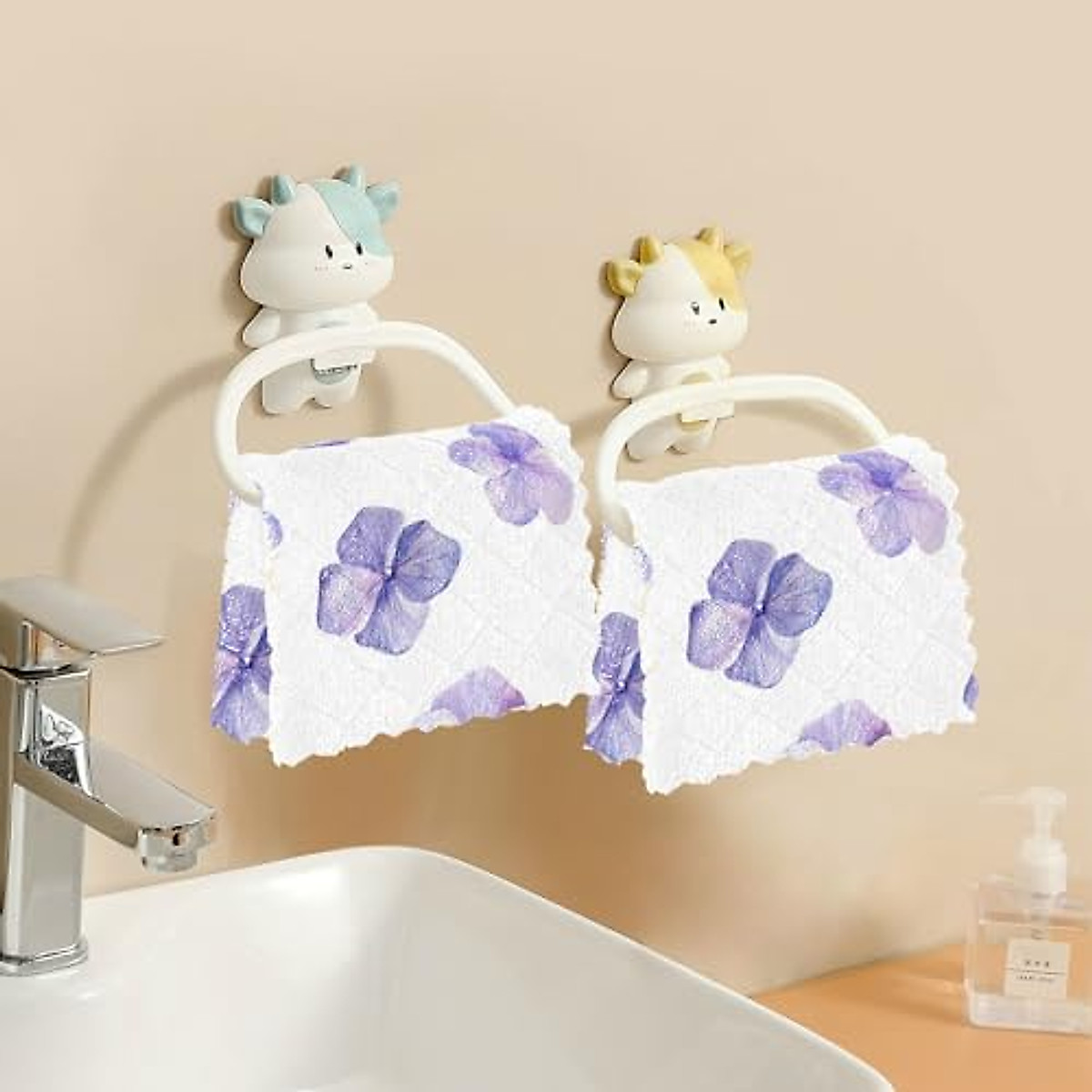 FRODOTGV Blue Hydrangea Flowers Watercolor Kitchen Towel Microfiber Table Cotton Kitchen Tea Towels Terry Cloth Dish Towel Cotton Hand Towels for Kitchen
