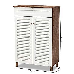 Baxton Studio Shoe Cabinets, White/Walnut
