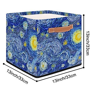 AUUXVA Storage Cube Bin Starry Sky Large Storage Cube Basket 13×13In, Collapsible Storage Bin With Handles, Fabric Storage Box For Closet Shelves Nursery Toys Home Organization