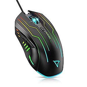 GK-XLI Gaming Mouse Wired, Lightweight Gaming Mice, Breathing RGB Plug Play High-Precision Adjustable 3200 DPI Ergonomic PC Gaming Mouse for Gamer, Wired Mouse for Laptop