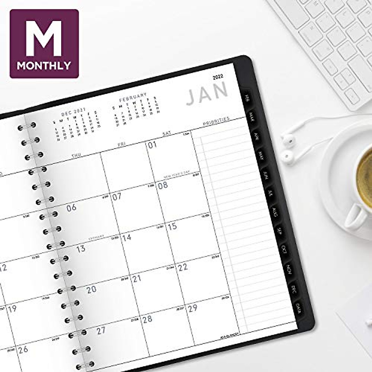 2022 Weekly & Monthly Planner by AT-A-GLANCE, 7" x 8-3/4", Medium, Contemporary, Black (70545X05)