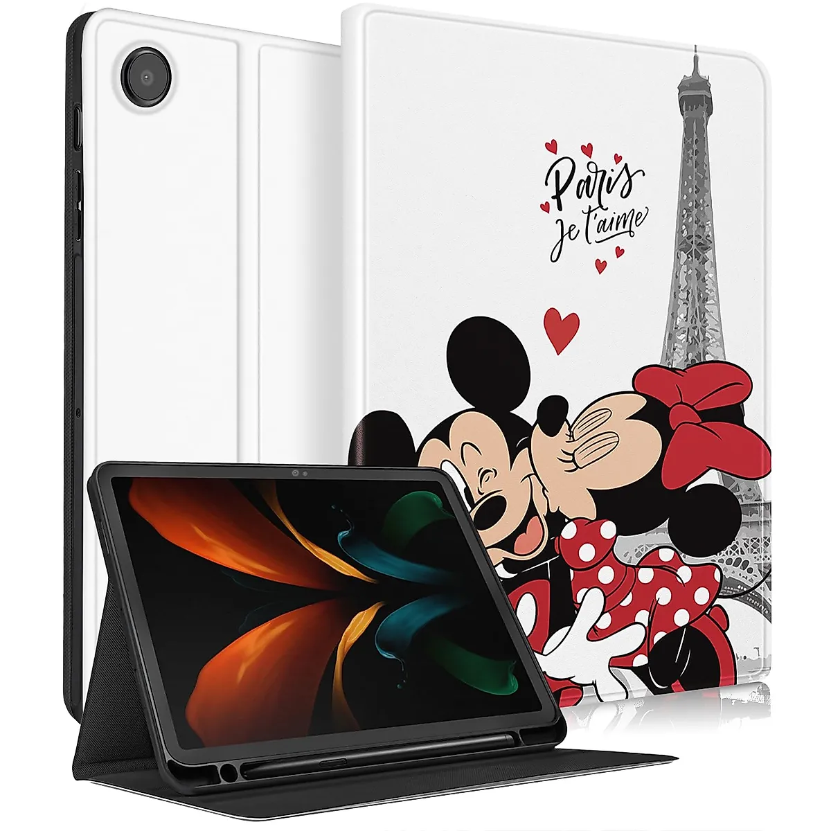 Besoar for Galaxy Tab A8 Cases 10.5 inch 2022 for Girls Kids Women Girly Cute Cartoon Design Covers Stand Folio Smart Fashion for Samsung A8 Tablet Case SM-X200 SM-X205 SM-X207,Heart Mnmq